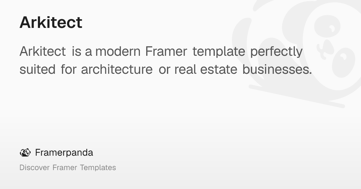 Arkitect – Framerpanda