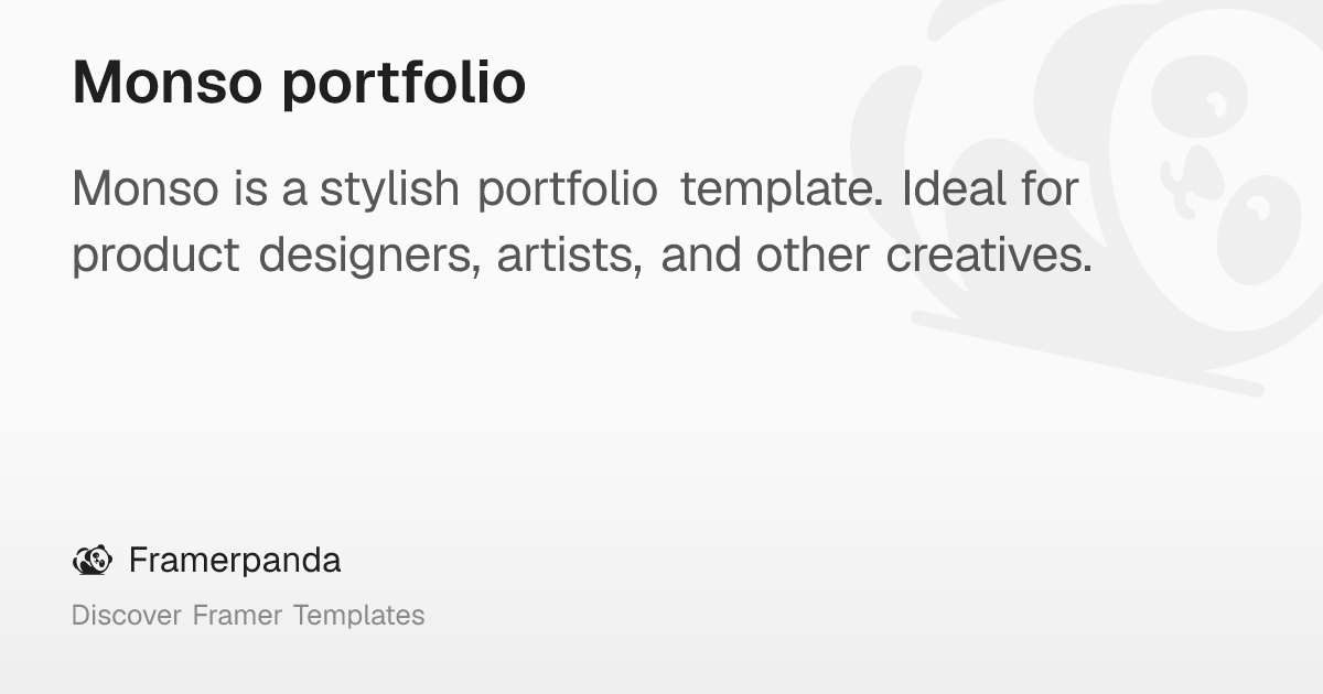 Monso portfolio – Framerpanda