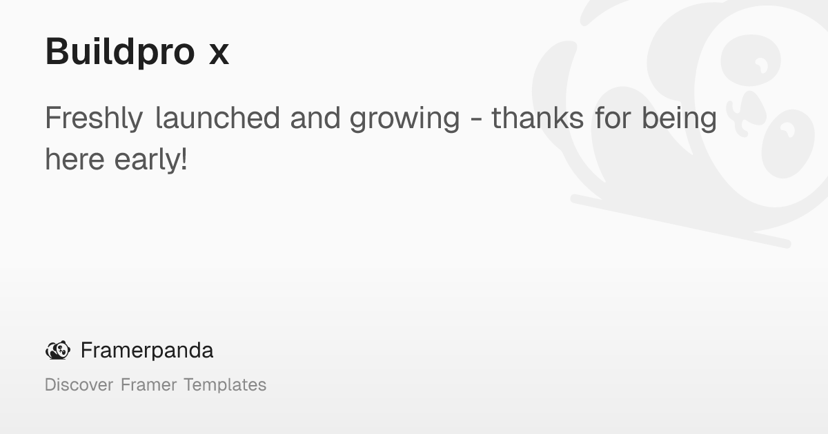 Buildpro x – Framerpanda