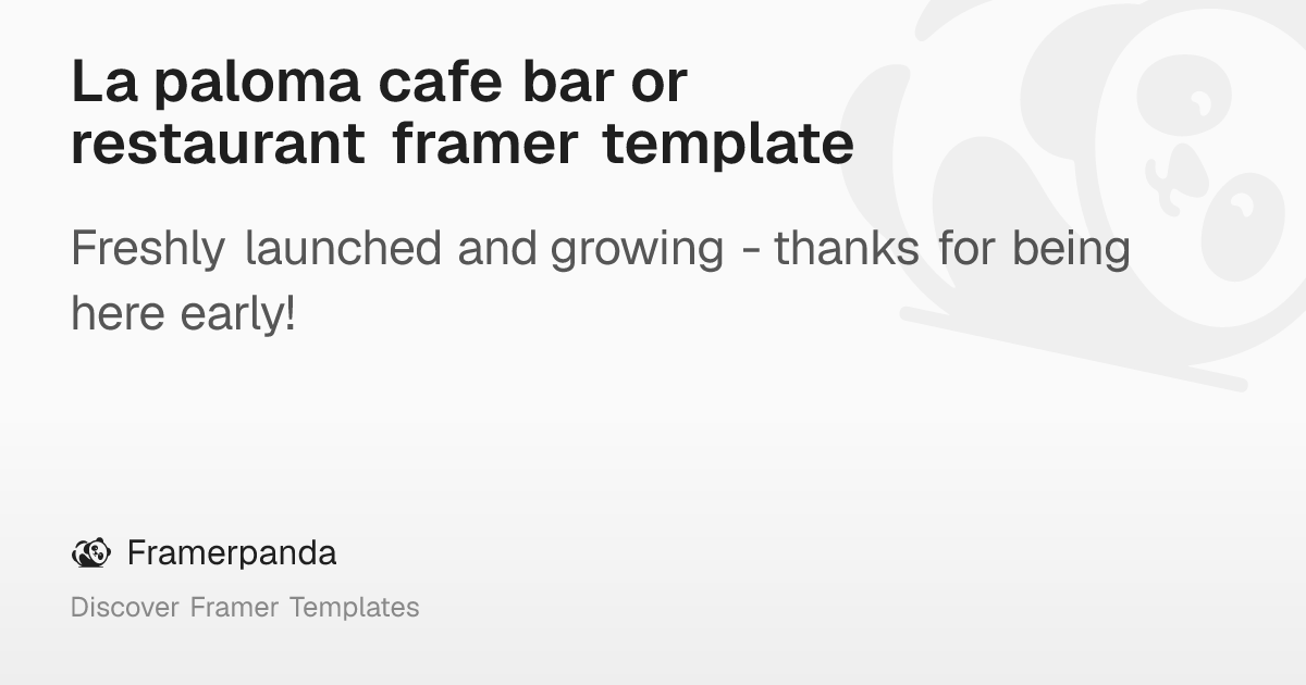 La paloma cafe bar or restaurant framer template – Framerpanda
